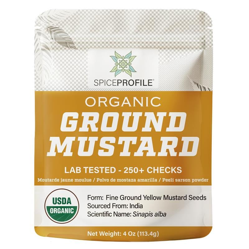 Spice Profile USDA Organic Ground Mustard, Lab Tested, Resealable 4 oz